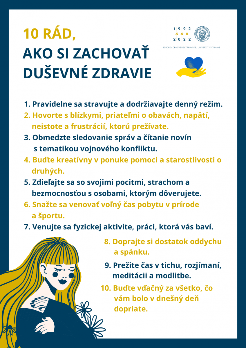 Desať rád pre duševné zdravie | Trnavská univerzita v Trnave | TRUNI